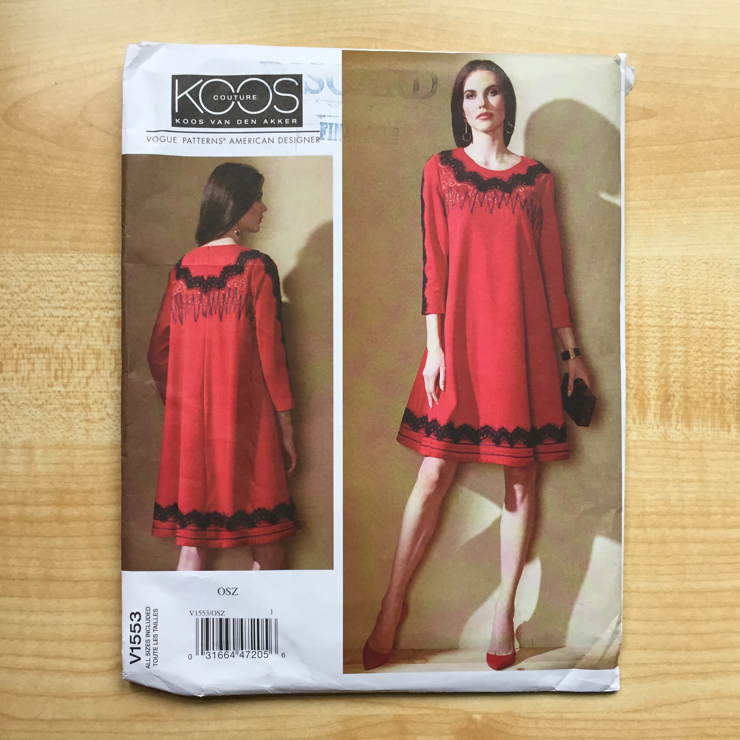 Vogue V1553 KOOS Couture Printed Sewing Pattern Misses Loose Fitting ...