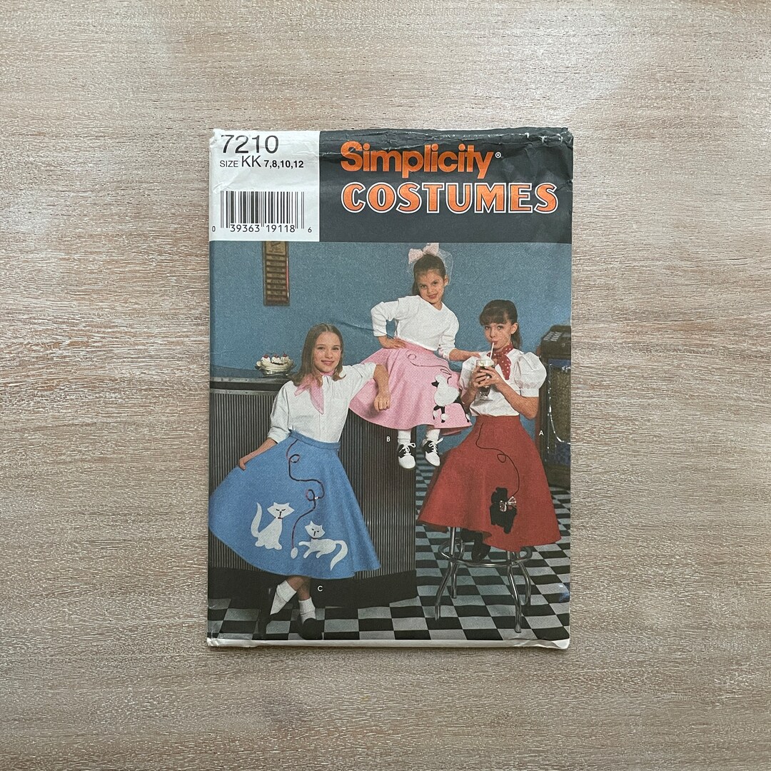 Simplicity 7210 - 90s Sewing Pattern for Girl Costumes 1950's Poodle ...