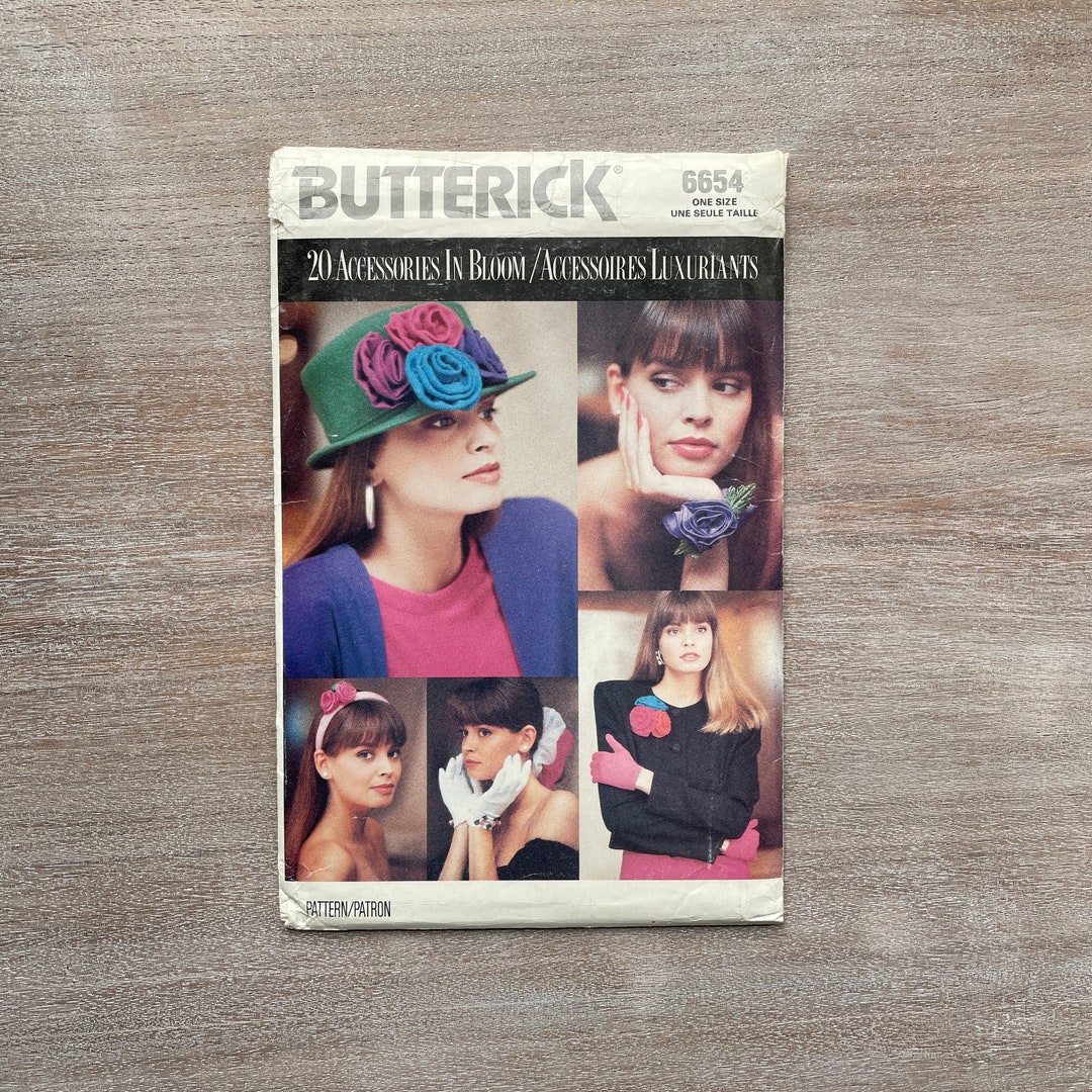 Butterick 6654 - 80s Sewing Pattern for 20 Accessories Flowers and Bows ...