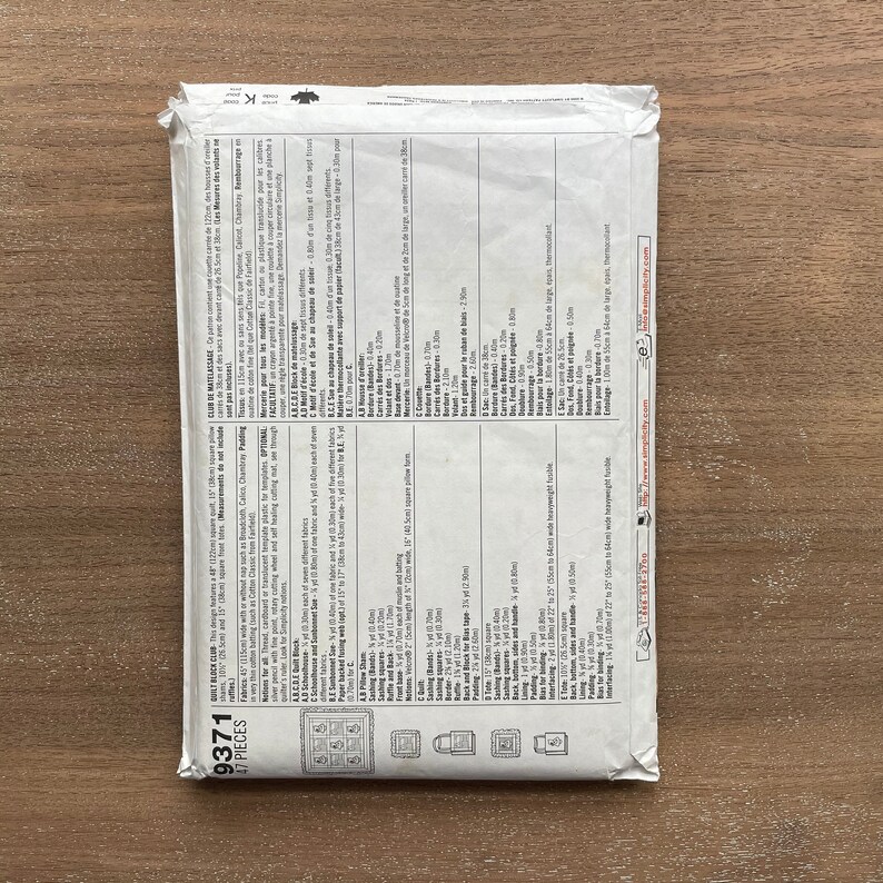 Simplicity Quilt Pattern 9371 - Sewing Pattern for Quilt Block ...