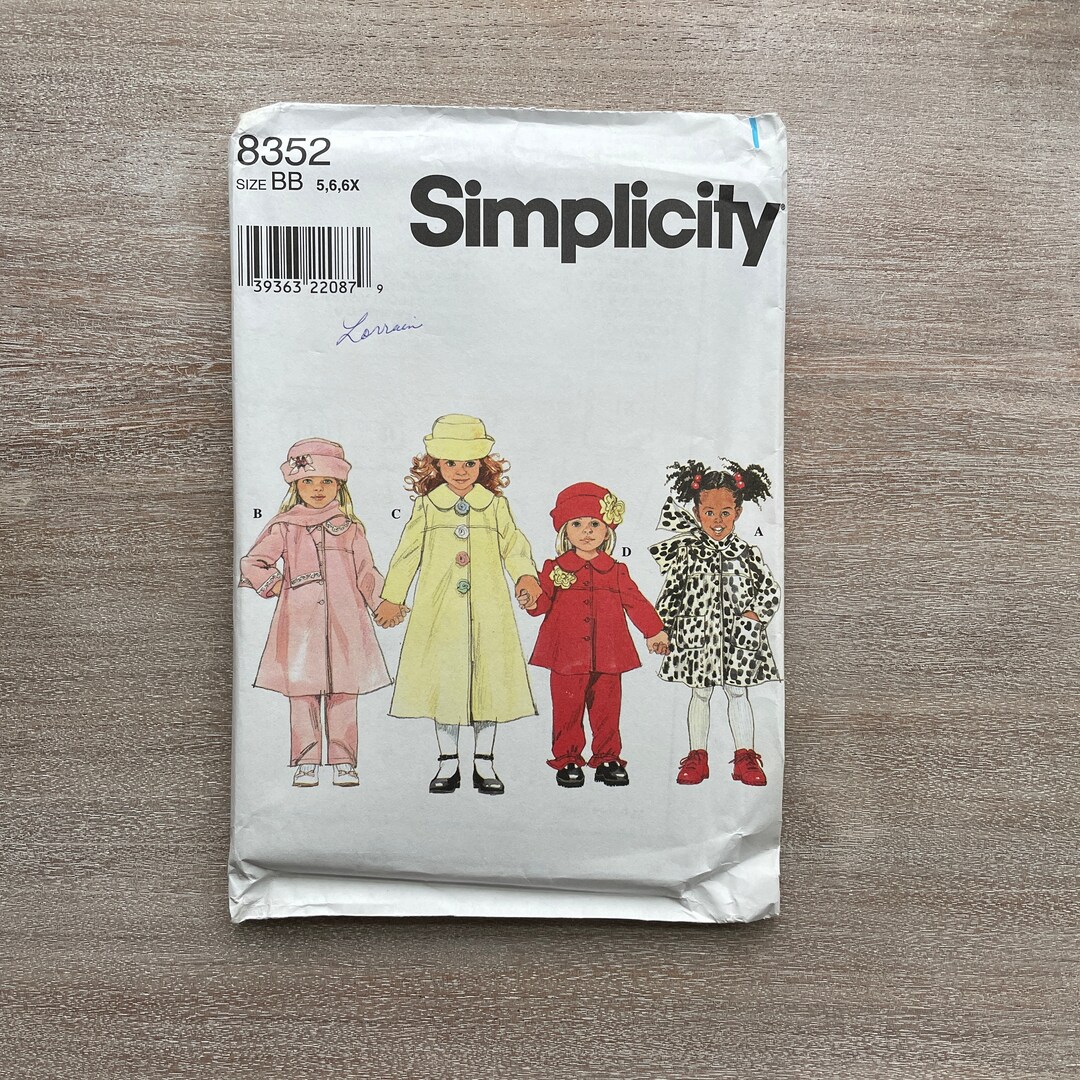 Simplicity 8352 Sewing Pattern for Girls Coat Jacket - Etsy