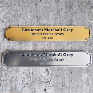 Custom Name Plate/name Tag for Military Veteran Burial Flag Case ...