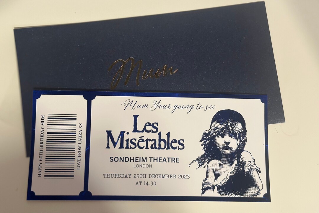 Les Misérables Gift Ticket - Etsy
