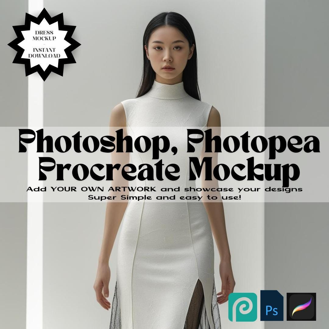 Maxi Dress Photoshop Procreate Mockup | Fashion Model Bodycon Editable ...