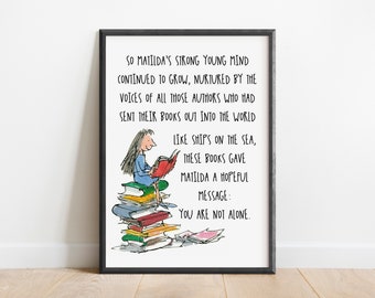 Printable Book Cover of Matilda by Roald Dahl, Literary Poster ...
