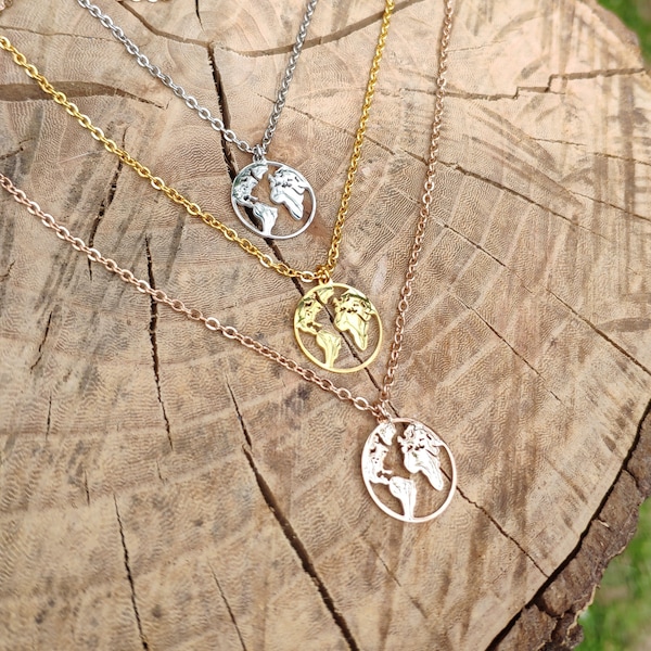 World Map Necklace - Etsy
