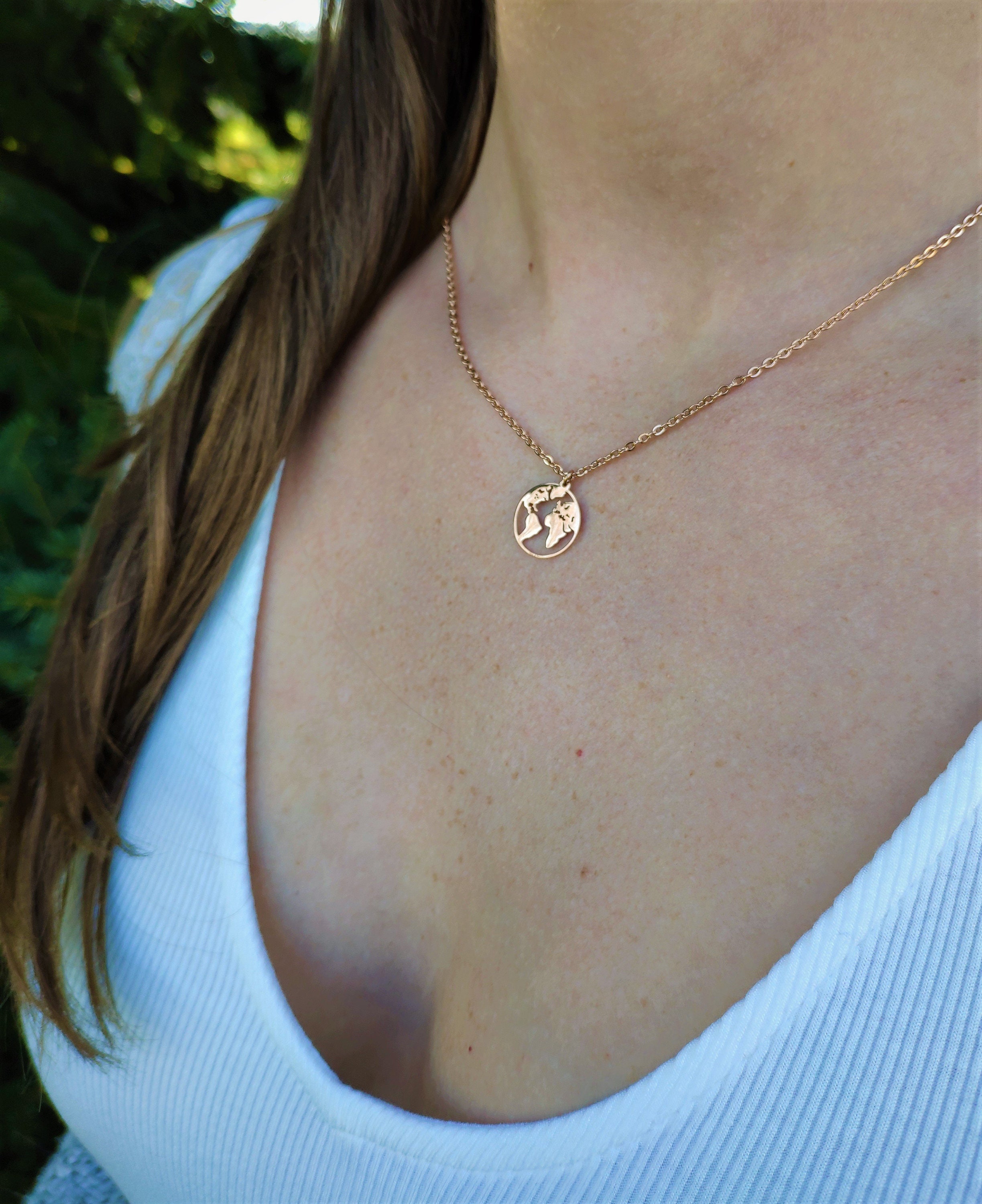 World Map Necklace Globe Necklace Earth Necklace Map | Etsy