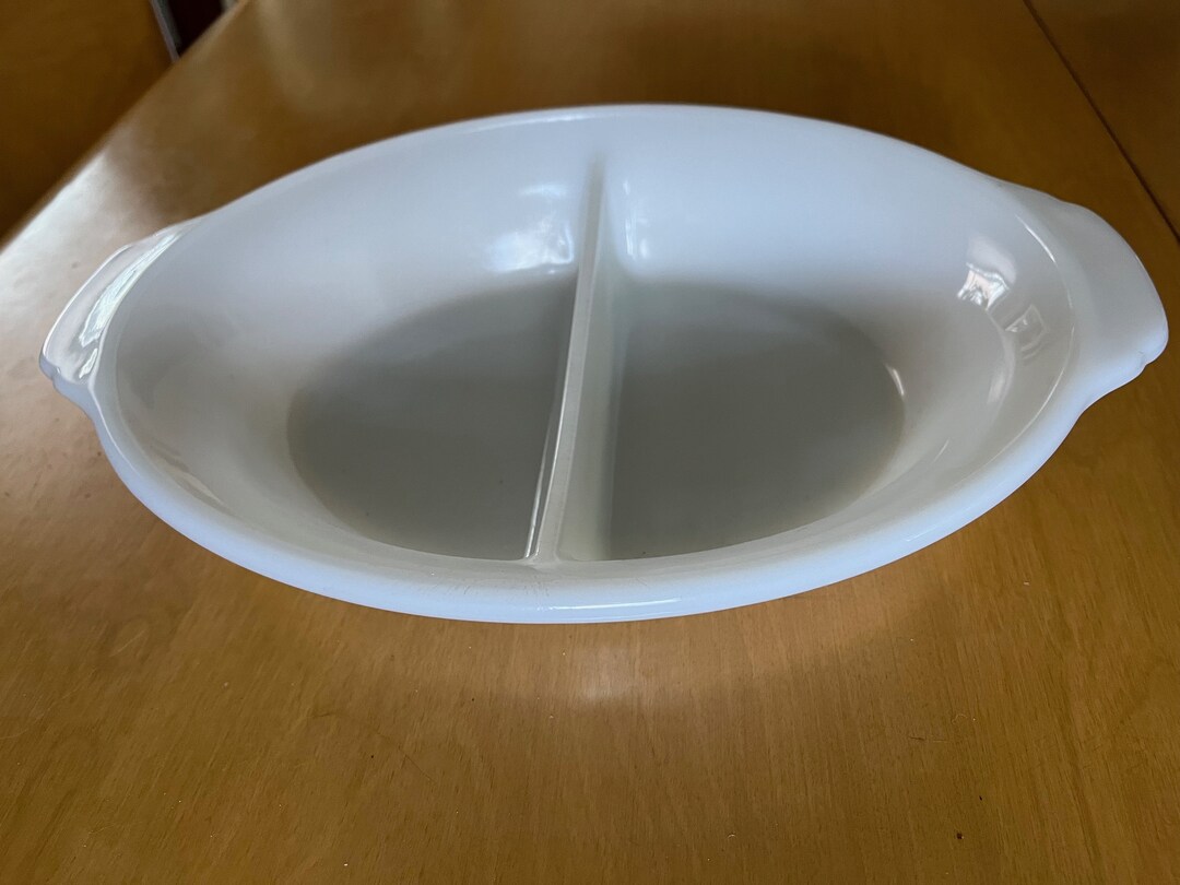 Vintage Fire King Oval Divided Casserole Dish - Etsy