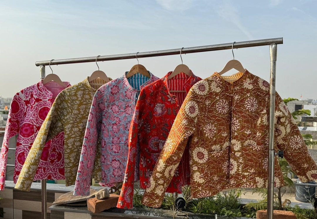 Cotton Quilted Women's Jacket Block Print Boho Handmade Jackets Coat ...