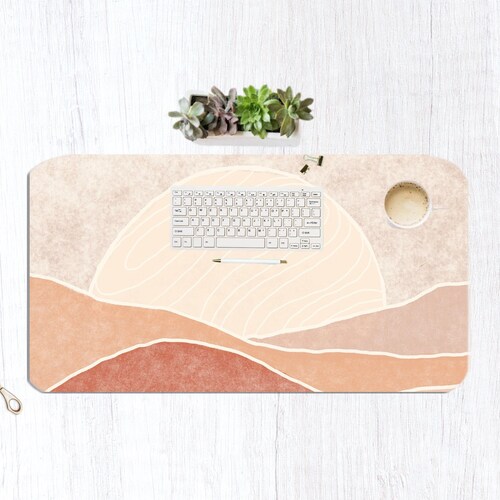 Boho Initial Desk Mat Personalized Neutral Desk Pad - Etsy