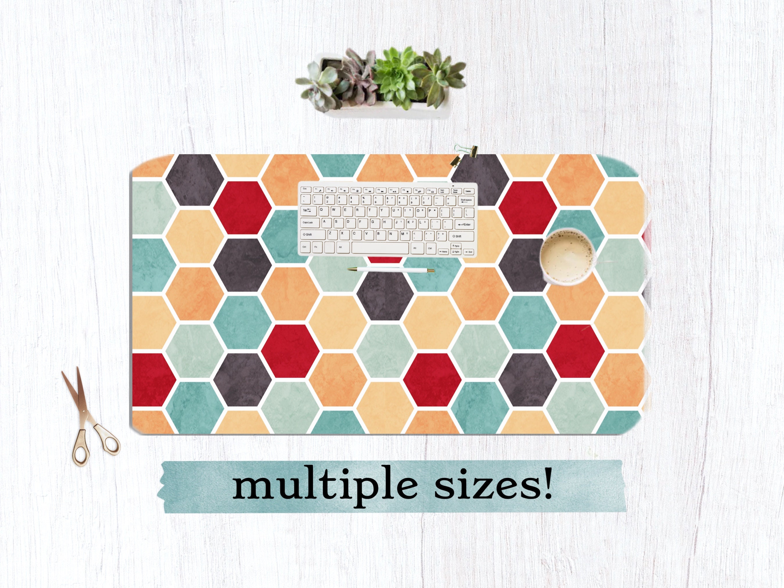 Geometric Desk Mat Extra Large Desk Pad Boho Office | Etsy