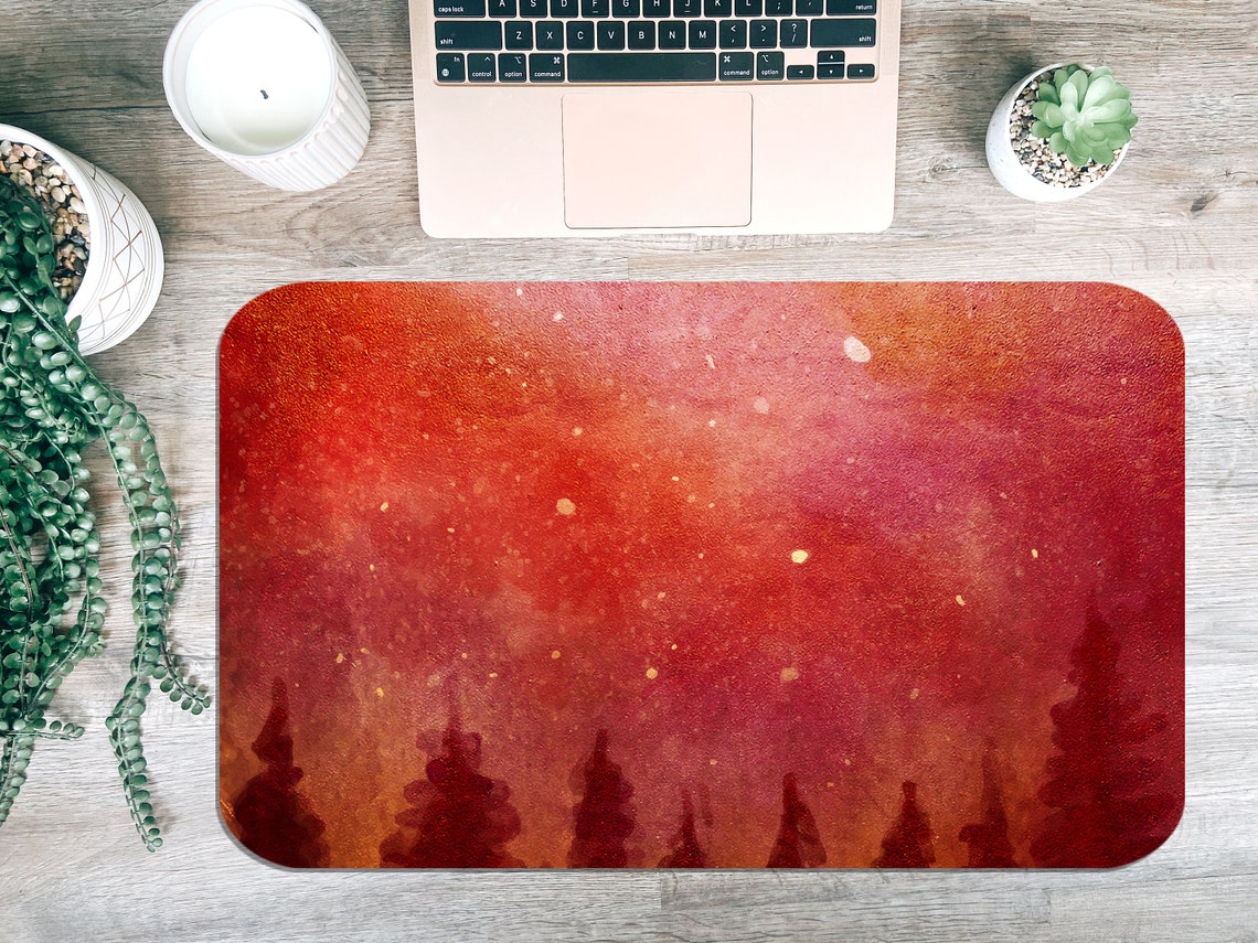 Nature Desk Mat Starry Forest Desk Mat Desk Accessories Boho - Etsy
