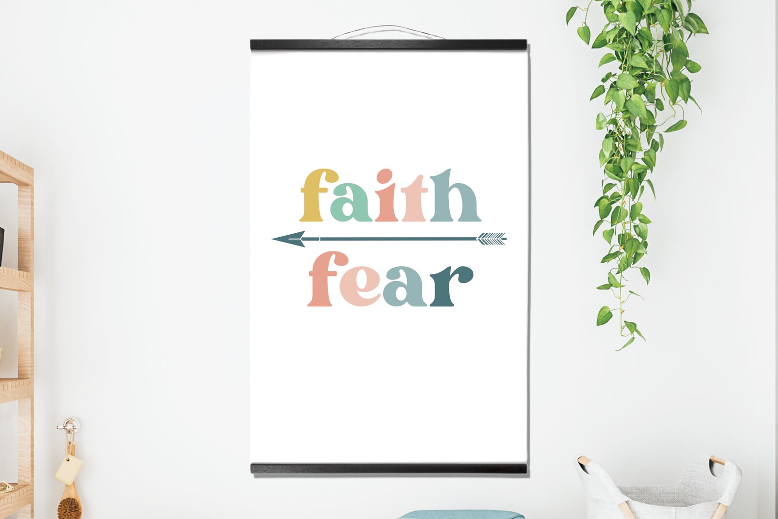 Faith Over Fear Hanging Canvas Print Christian Wall Decor | Etsy