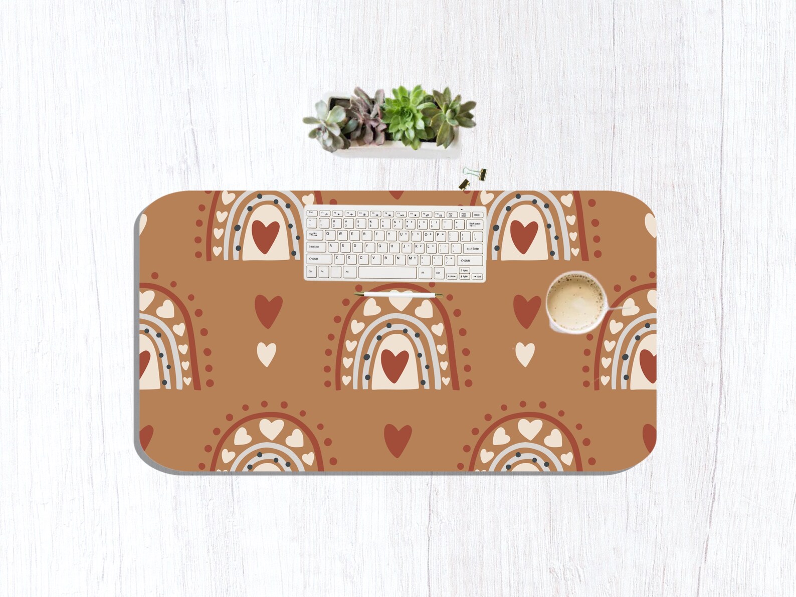 Boho rainbow desk mat Aesthetic desk mat Office Accessories | Etsy