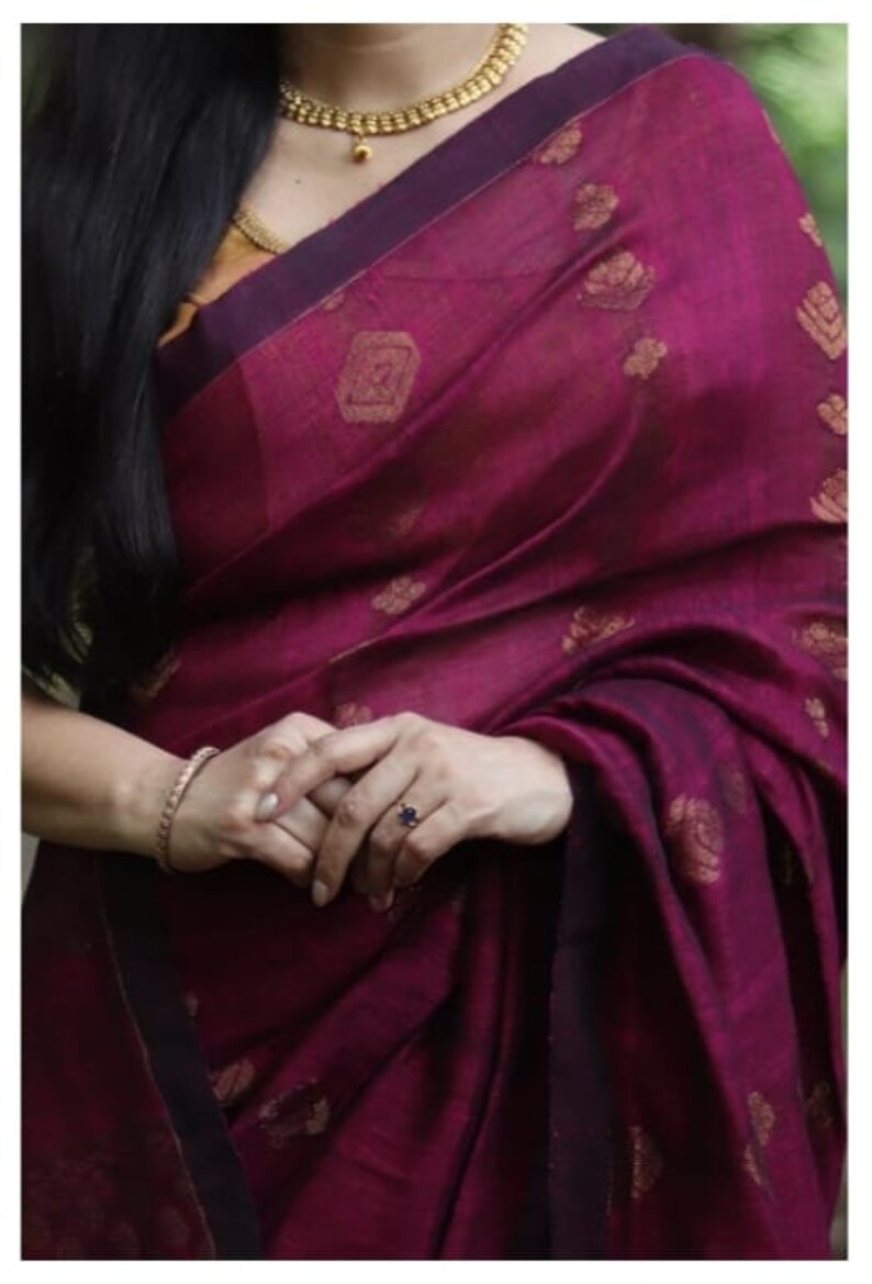 Pure Linen Hand Loom ,handwork Saree for Indian Ethnic Women Wear ...