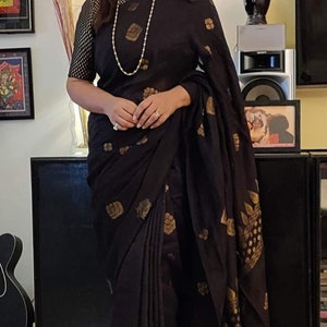 Pure Linen Hand Loom ,handwork Saree for Indian Ethnic Women Wear ...