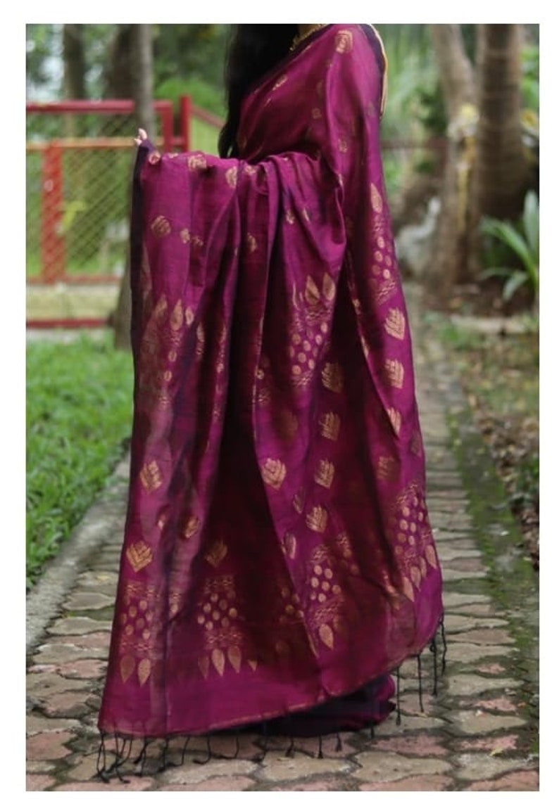 Pure Linen Hand Loom ,handwork Saree for Indian Ethnic Women Wear ...