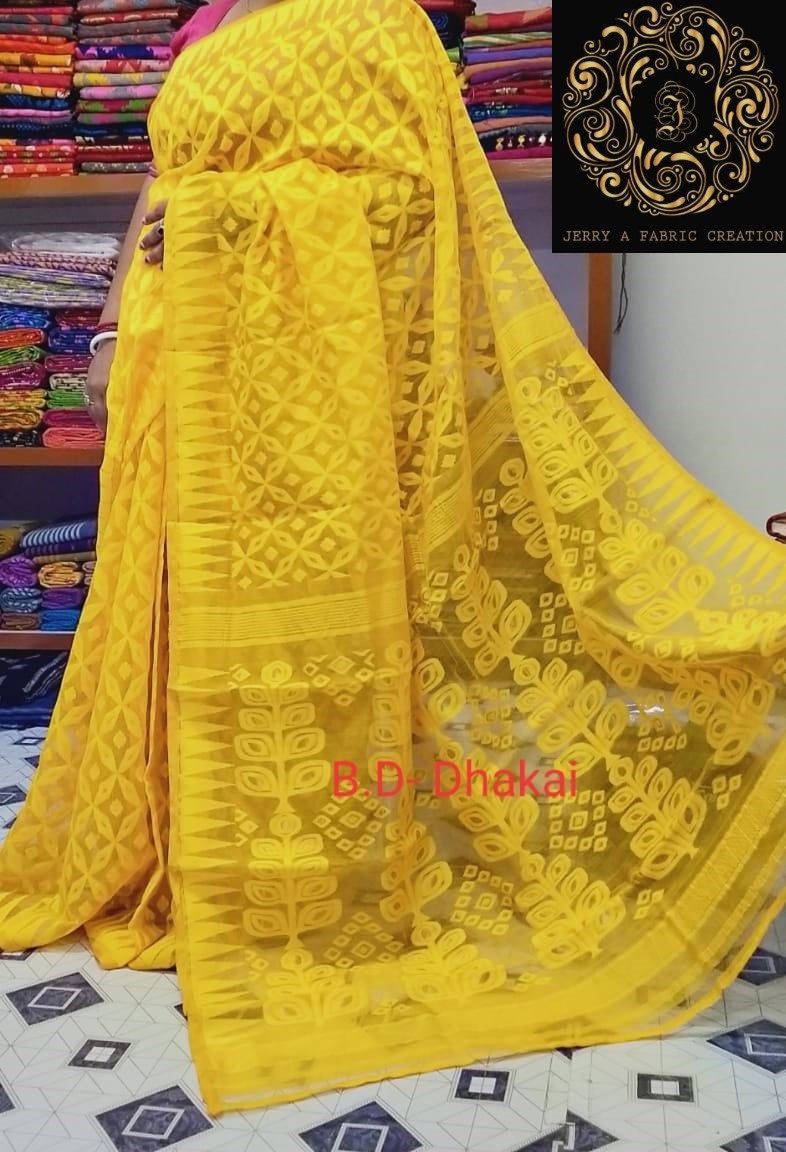 Yellow Jamdani Saree/ Indian Traditional Bengali Hand Loom Saree/resham ...