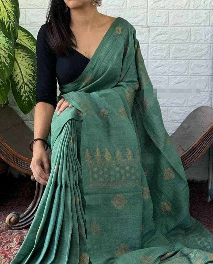 Pure Linen Hand Loom ,handwork Saree for Indian Ethnic Women Wear ...