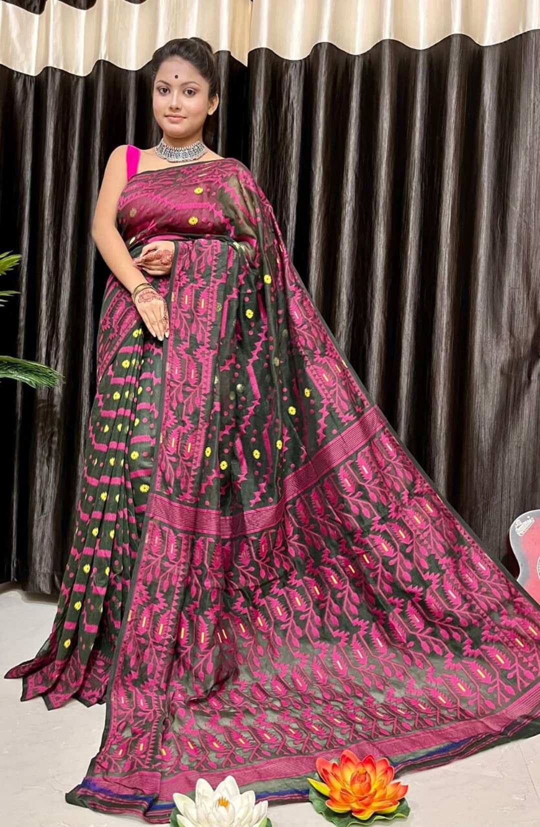 Jamdani Saree-indian Traditional Hand Loom Saree Jamdani - Etsy