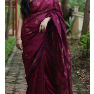 Pure Linen Hand Loom ,handwork Saree for Indian Ethnic Women Wear ...