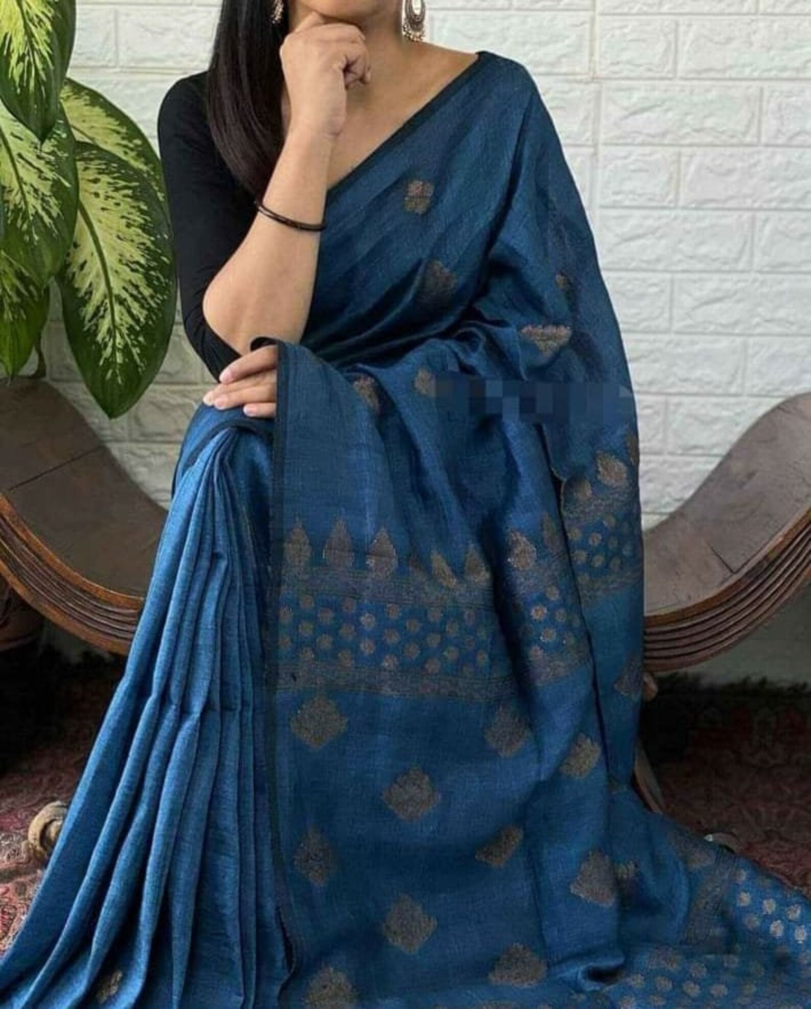Pure Linen Hand Loom ,handwork Saree for Indian Ethnic Women Wear ...
