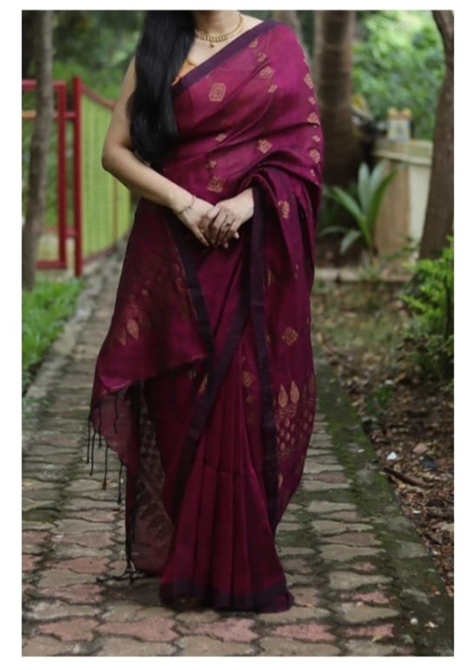 Pure Linen Hand Loom ,handwork Saree for Indian Ethnic Women Wear ...