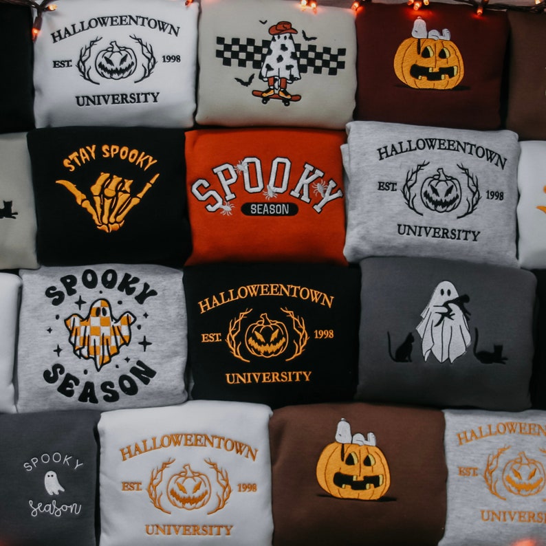 Halloween Town Embroidered Crewneck Halloween Crewneck, Halloween ...
