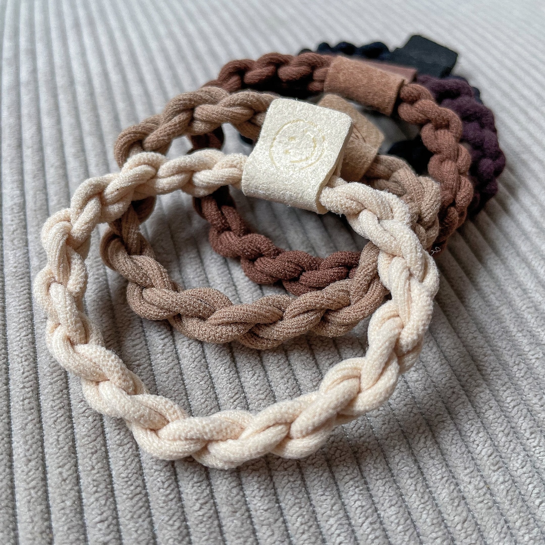 5 X Braided Hair Ties – Stylish Hair Ties Made of Braided Silk Yarn in ...