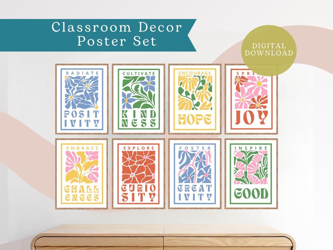Retro Floral Motivational Posters | Classroom Décor Set | DIGITAL ...