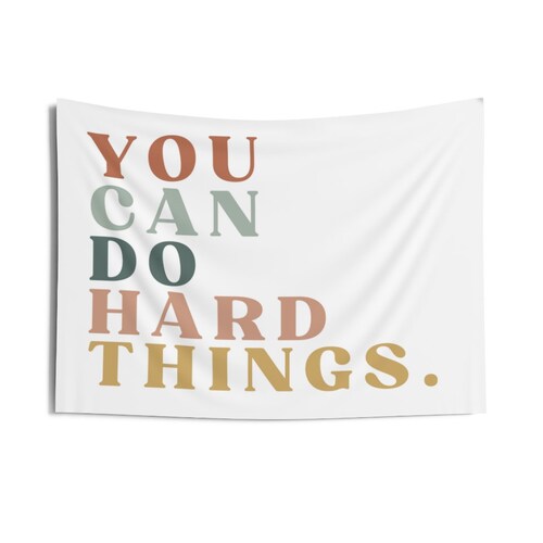 You Can Do Hard Things Motivational Wall Hanging Linen Pennant - Etsy UK