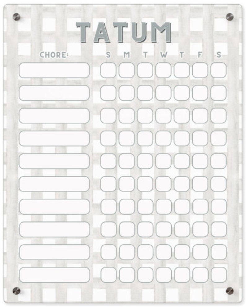 Personalized, Acrylic Chore Chart for Kids | Custom, Classic Chore ...
