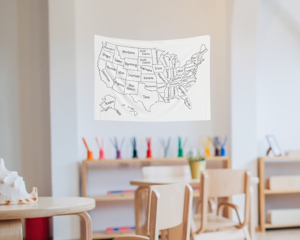 United States of America Map Classroom Tapestry | History + Social ...