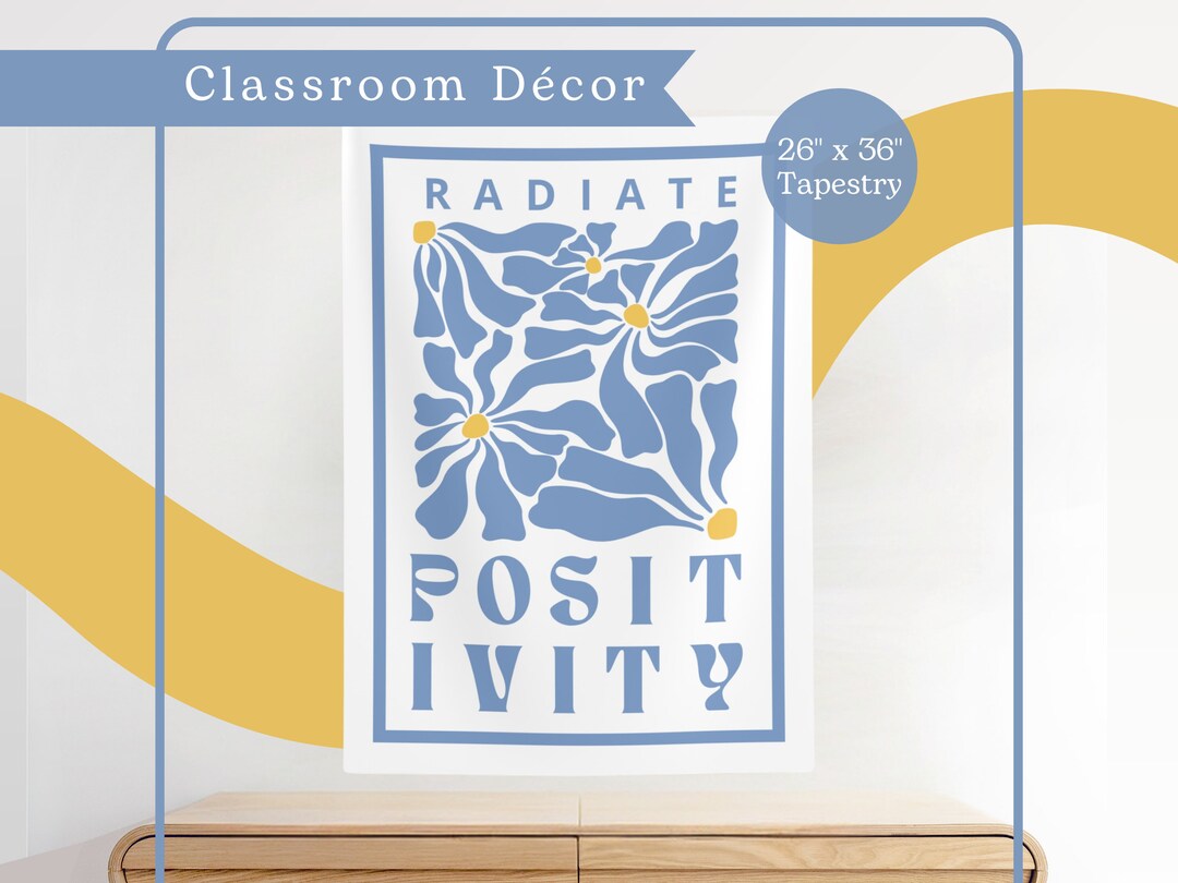 Radiate Positivity Tapestry | Motivational School Poster | Retro ...