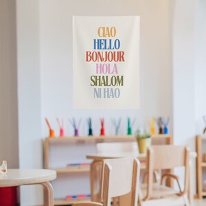 Hello in Different Languages Classroom Tapestry | Fun, Print Décor ...