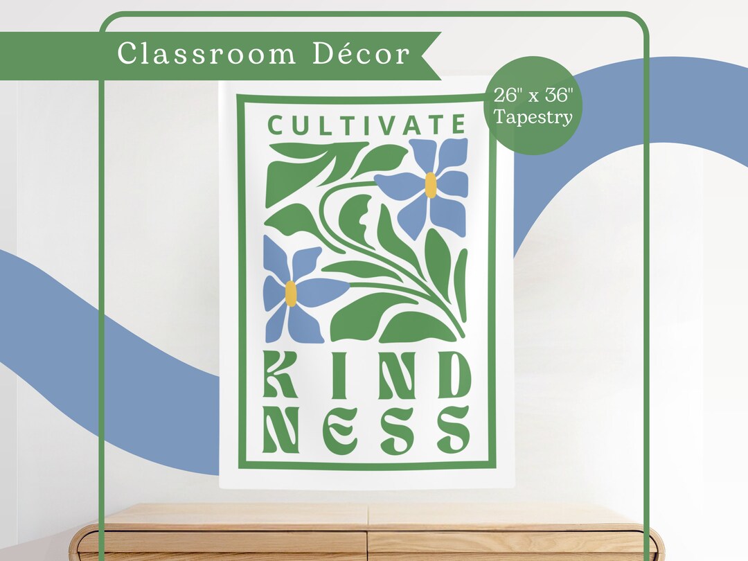 Cultivate Kindness Tapestry | Motivational School Poster | Retro ...