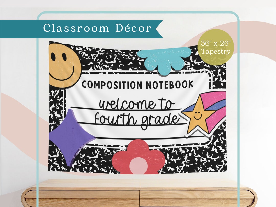 Welcome to Fourth Grade Composition Notebook Classroom Tapestry | Retro ...