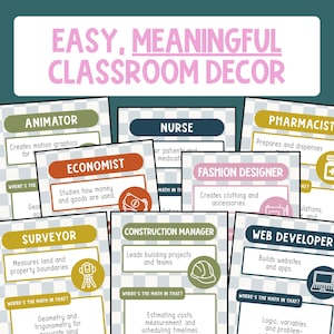 Careers in Math Posters | Printable Posters for Math Classroom | Middle ...