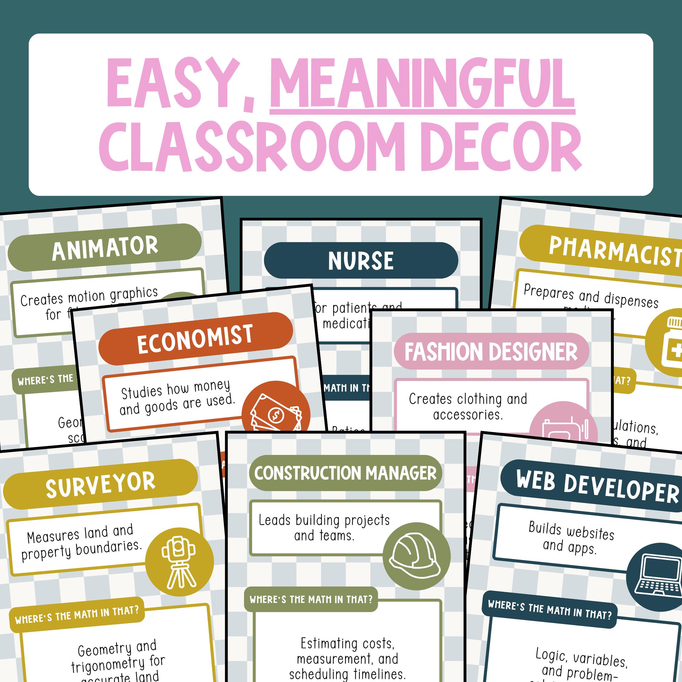 Careers in Math Posters | Printable Posters for Math Classroom | Middle ...