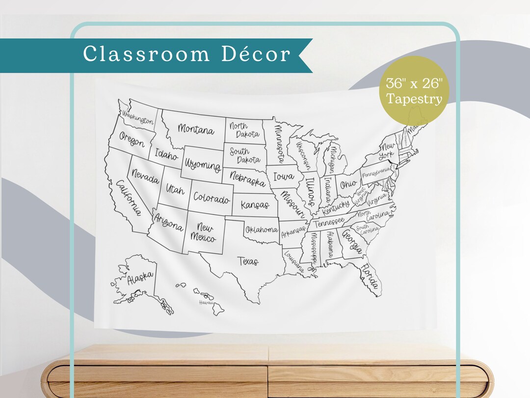 United States of America Map Classroom Tapestry | History + Social ...