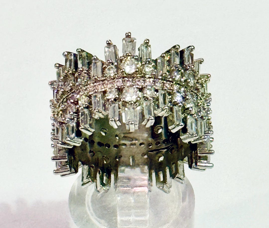 Ladies Dazzling Over Sized Dess Cocktail Ring With Zirconia Shards on ...