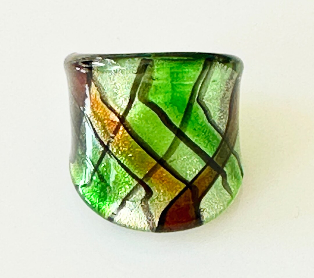 Scottish Ivy Green Studio Made Glass Hand Blown Large Wrap Ring. Uk ...