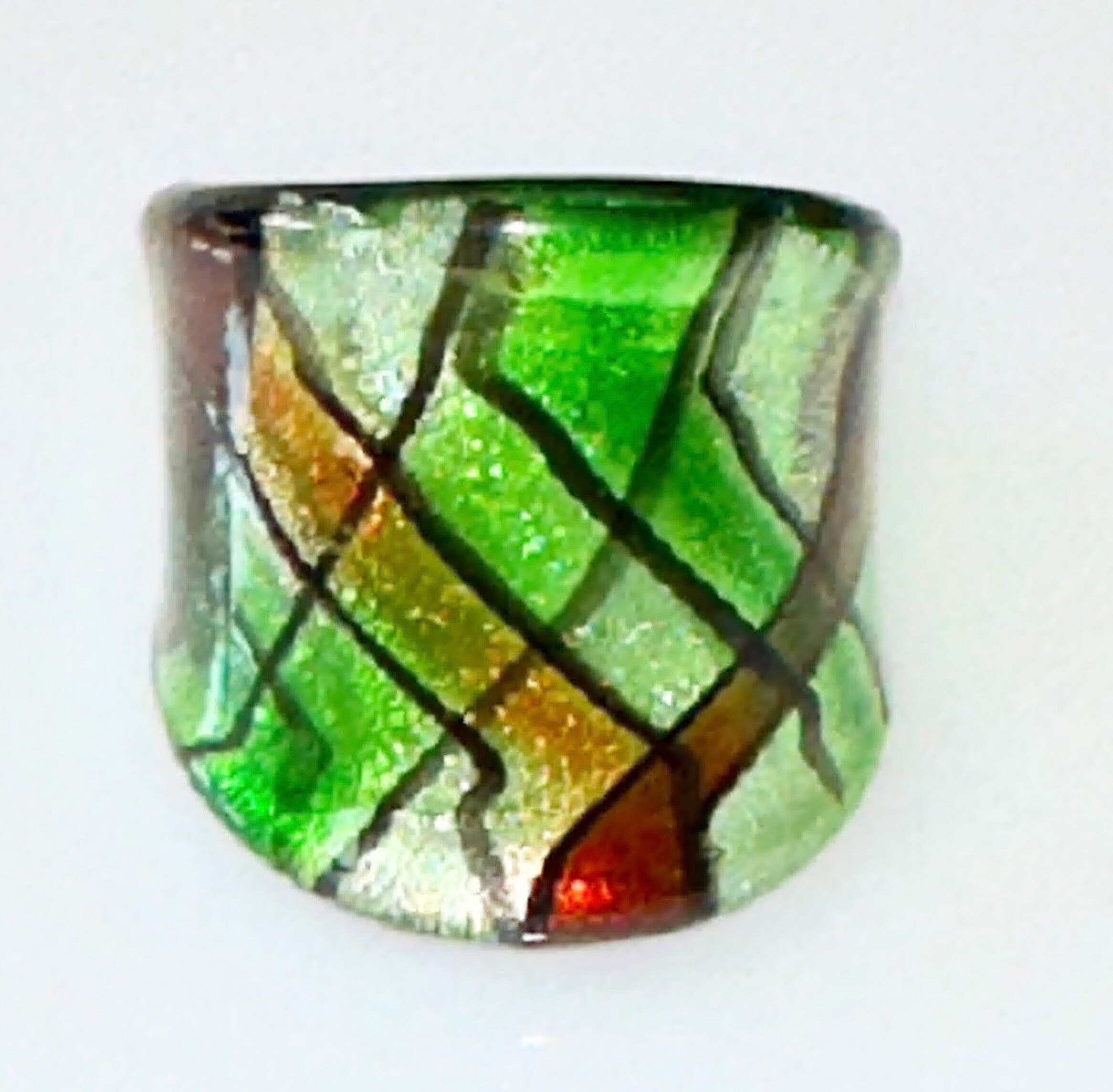 Scottish Ivy Green Studio Made Glass Hand Blown Large Wrap Ring. Uk ...