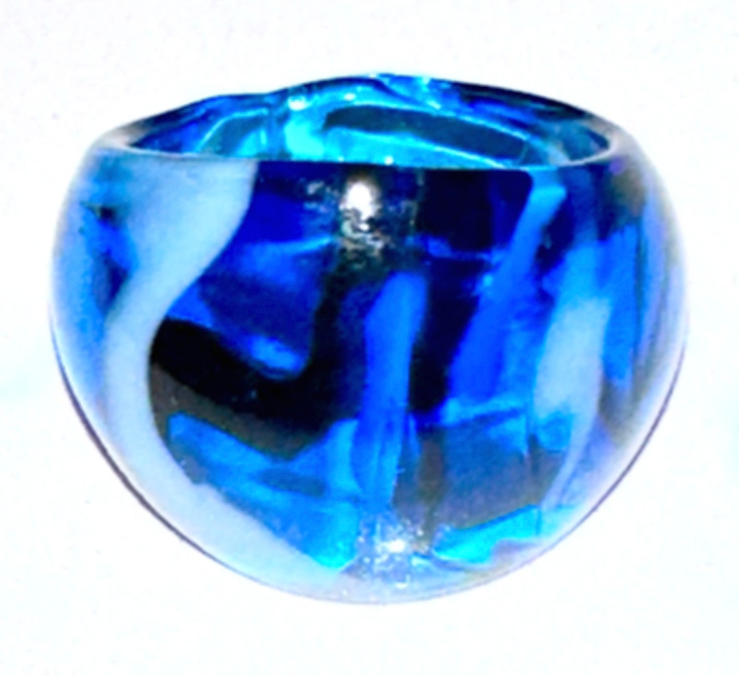 Vintage 80's Hand Blown Murano Blue Glass Ring, Pre Owned as New UK O 1 ...