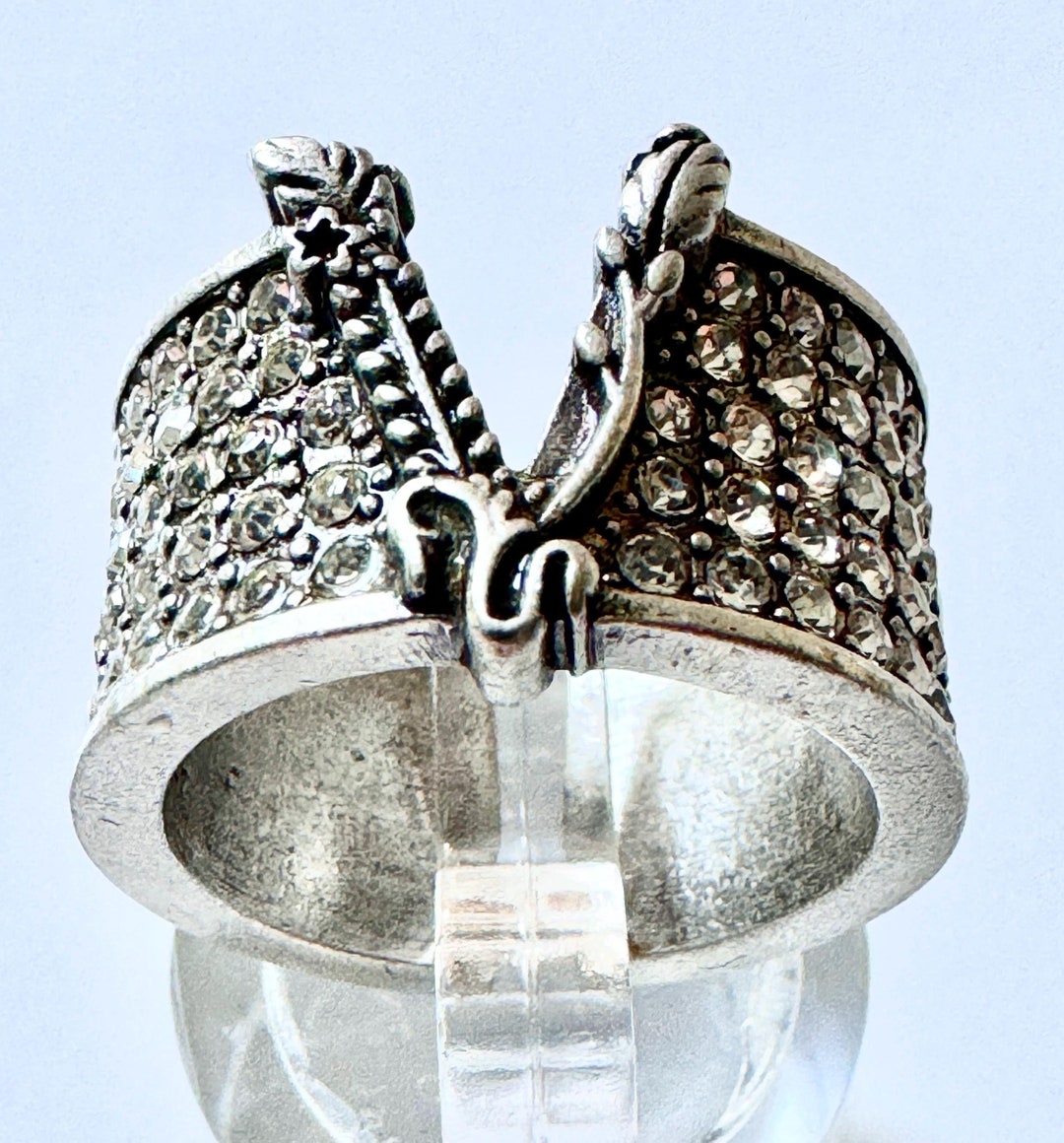 Versace Brushed Steel Rare Vintage Crystal Virtus Band Ring , UK Size K.5 VGC Very Rare - Etsy