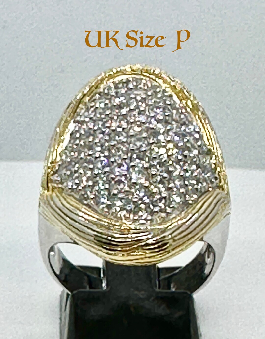 Ladies Vintage Stunning Gold Plate / Rhodium, Crystal Dress Ring. UK ...