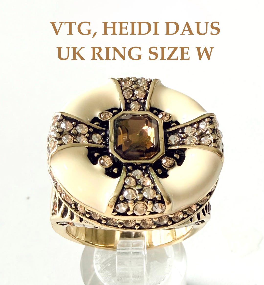 Vintage HEIDI DAUS Art Deco Style Cream Enamel & Crystal Maltese Cross ...