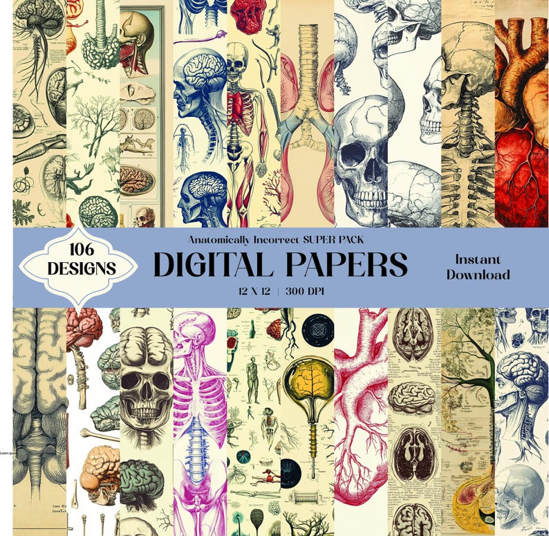 Anatomically Incorrect Vintage Biology Papers | 106 Jpgs 12x12" | Weird ...