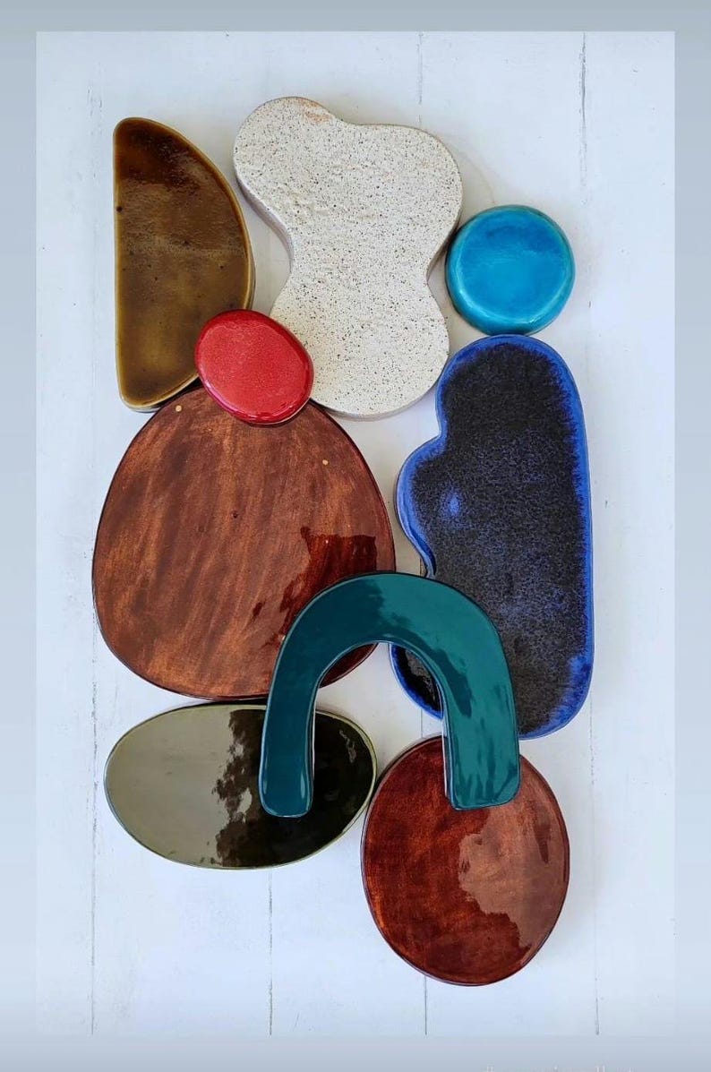 Colorful Abstract Ceramic Wall Art, Modern Handmade Wall Sculpture ...
