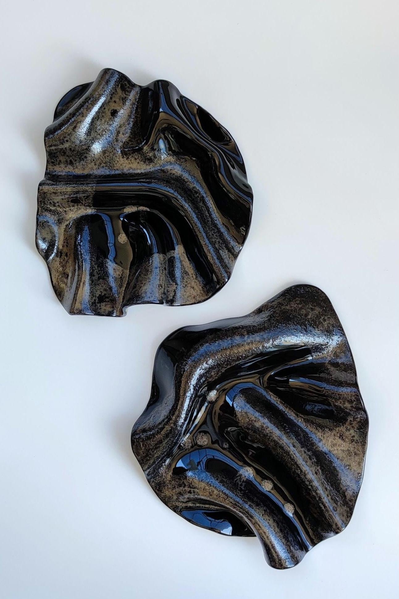 Abstract Ceramic Wall Art: Modern Handmade Wall Sculpture, Set of 3 - Etsy